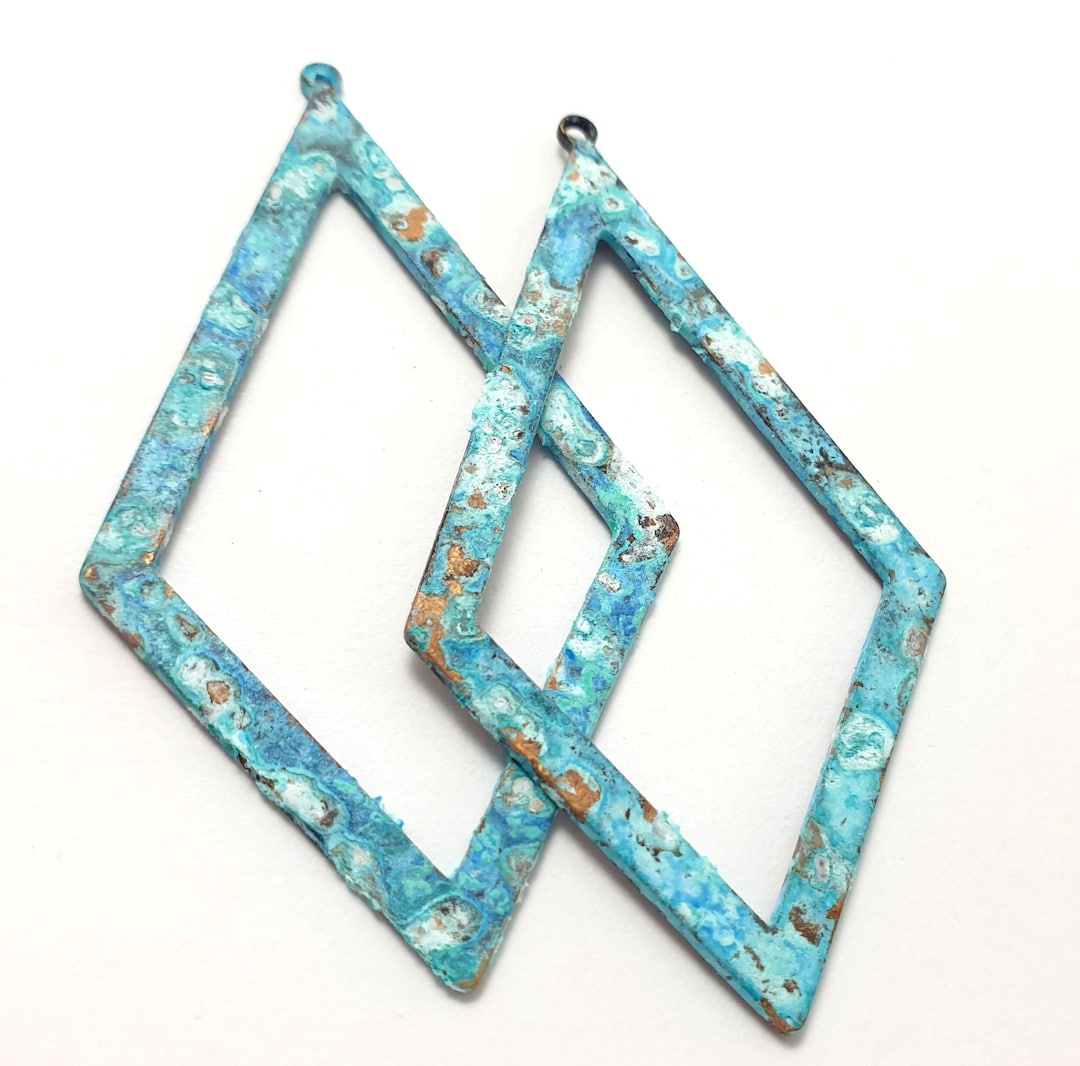 6ps Rhombus Earring Blank Brass Textured Minimalist Charm 1 Hole Unique ...