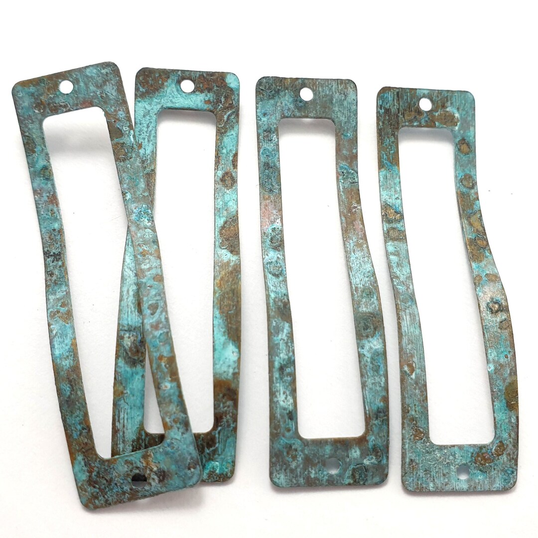 10ps Rectangle Brass Blank 1.7" Long Wavy Earring Charm 2 Holes Unique ...