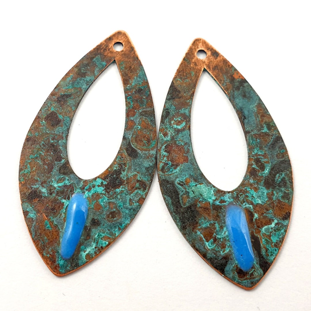 2ps Copper Earring Blank Copper Hot Enamel 1 Hole Copper Oxidized ...