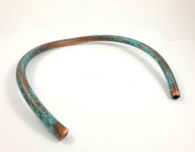1ps Copper Collar Tube Large Curve Beading Leather Tube Organic Patina ...