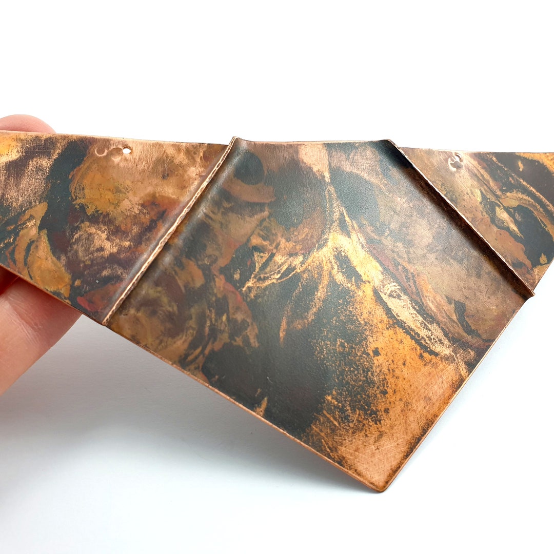 Hammered Copper Pendant Large Textured Air Chasing Statement Vintage ...