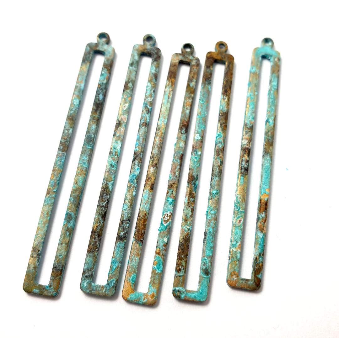 6ps Brass Patina Strip Long Bar Earring Charms Unique Charm for Jewelry ...