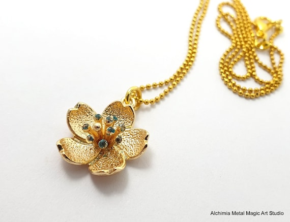 Gold plated Vintage Lotus Pendant 18k Gold Plated Chain Romantic Charmed Jewelry Gift Flower Gold Necklace for Women Christmas Gift for Her Etsy