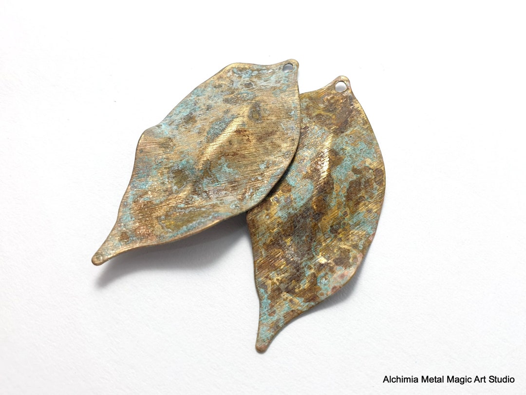 Metal Texture Leaf 4ps for Jewelry Making 1 Hole Brass Rustic - Etsy