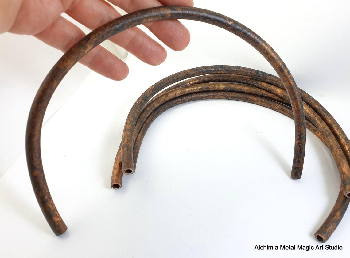 Copper collar tube Large curve beading Leather tube Organic | Etsy