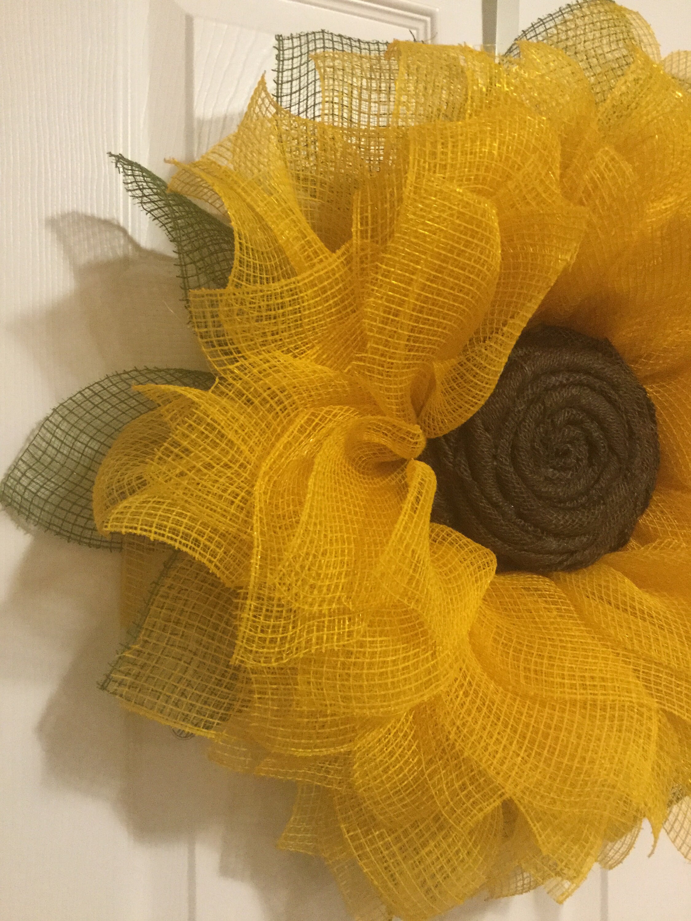 Gold Wreath, Spring Wreath, Sunflower Wreath, Handcrafted Wreath, Mesh ...