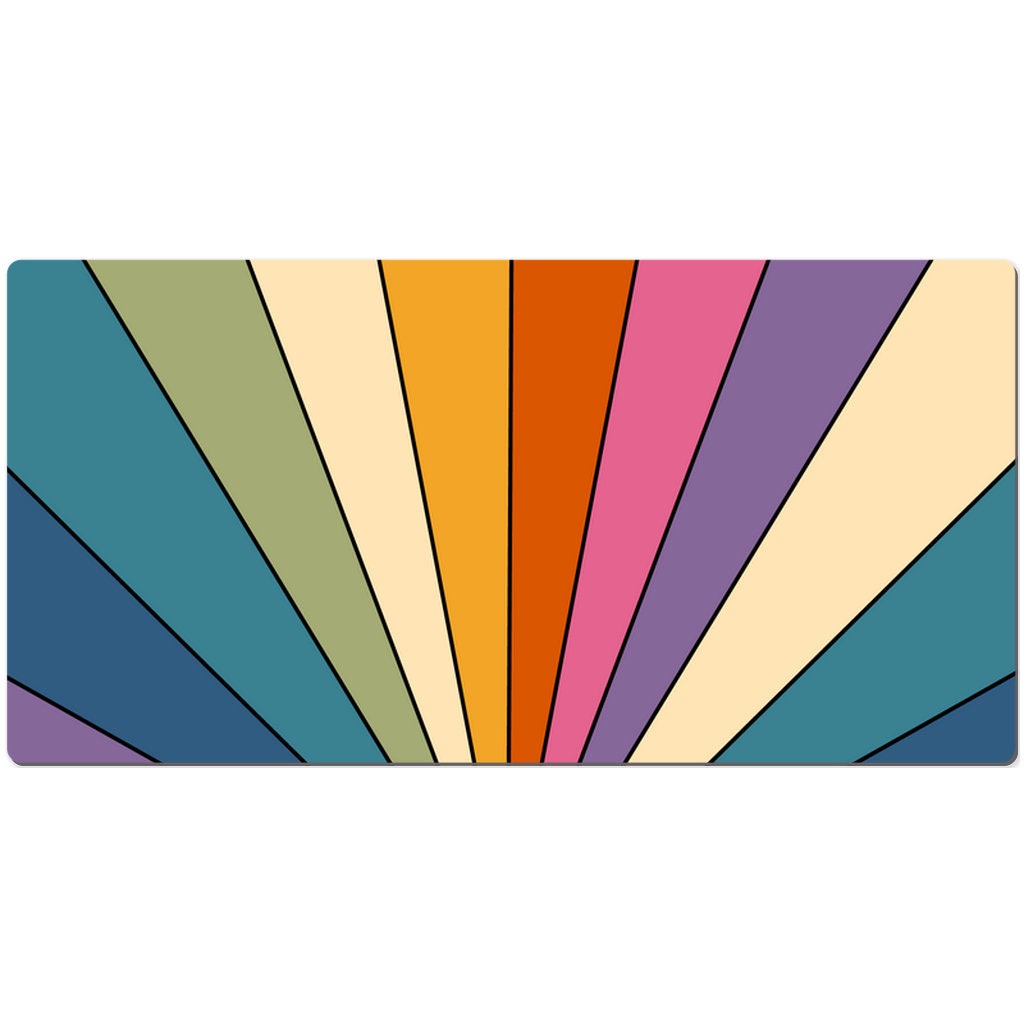 Retro Rainbow Desk Mat Keyboard Mat Desk Pad Tech | Etsy