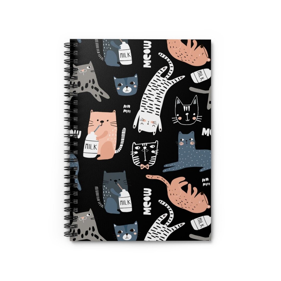 Cat Spiral Notebook 8x6, Writing Journal, Notepad, Food Journal, Cute ...
