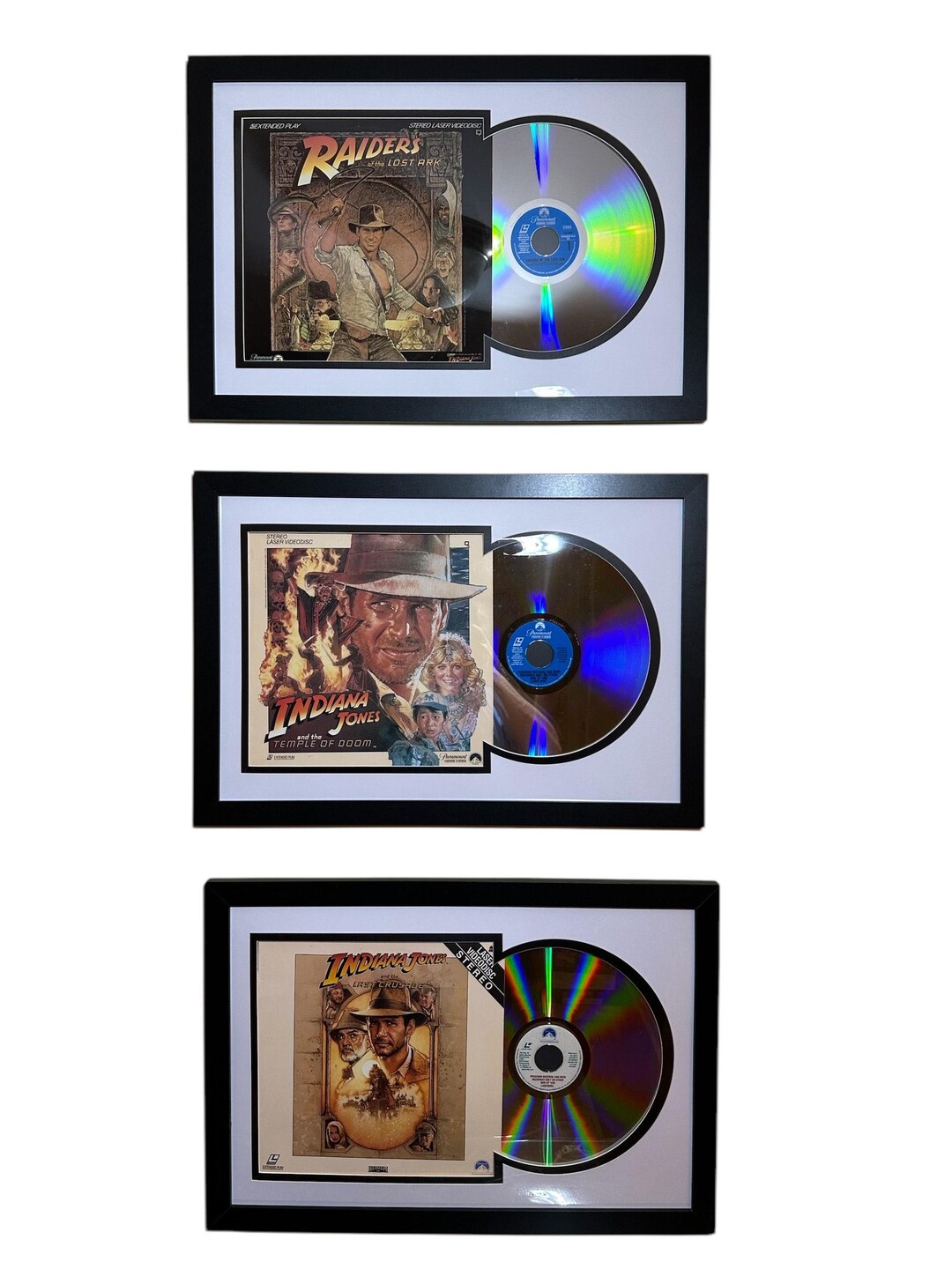 Indiana Jones Trilogy - Laser Disc - Framed in Deluxe Wall Displays - Etsy