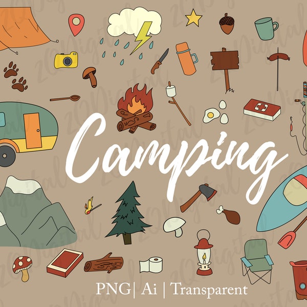 Camping Clipart - Etsy