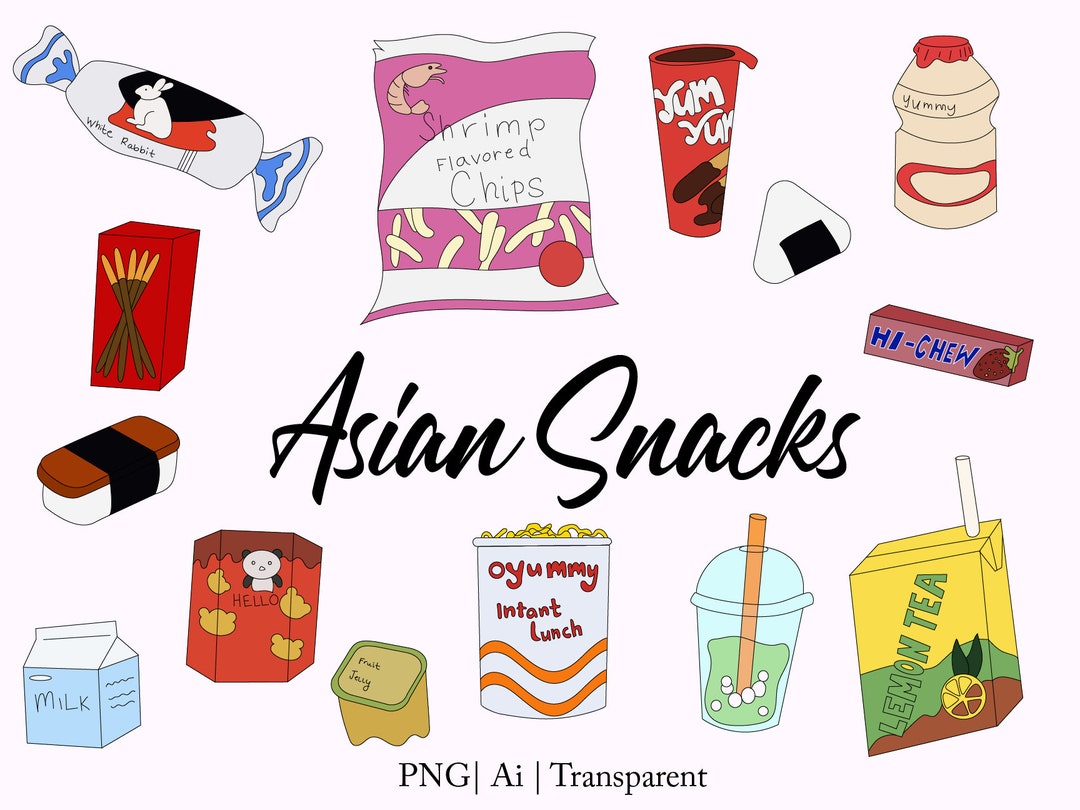 Asian Snacks Vector Clip Art | Hand Drawn Asian Snacks Clip Art ...