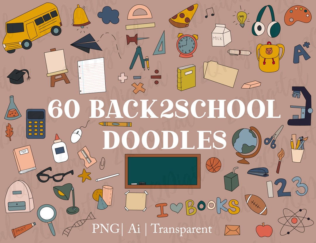 60 Back to School Doodles Vector | Back2school Icons | Back to School ...