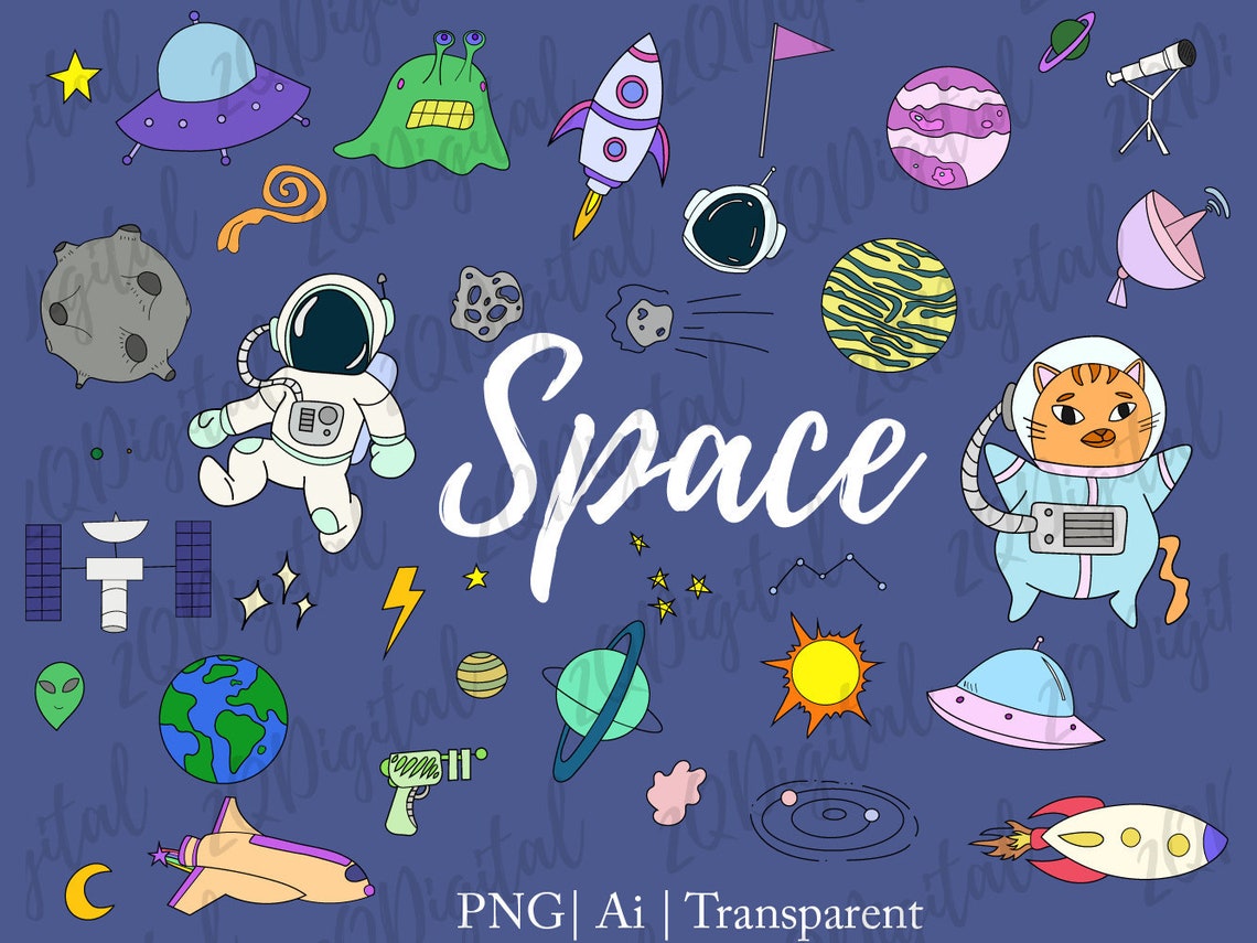 35 Outer Space Vector Clipart| Space Doodles | Space Clipart | Space ...