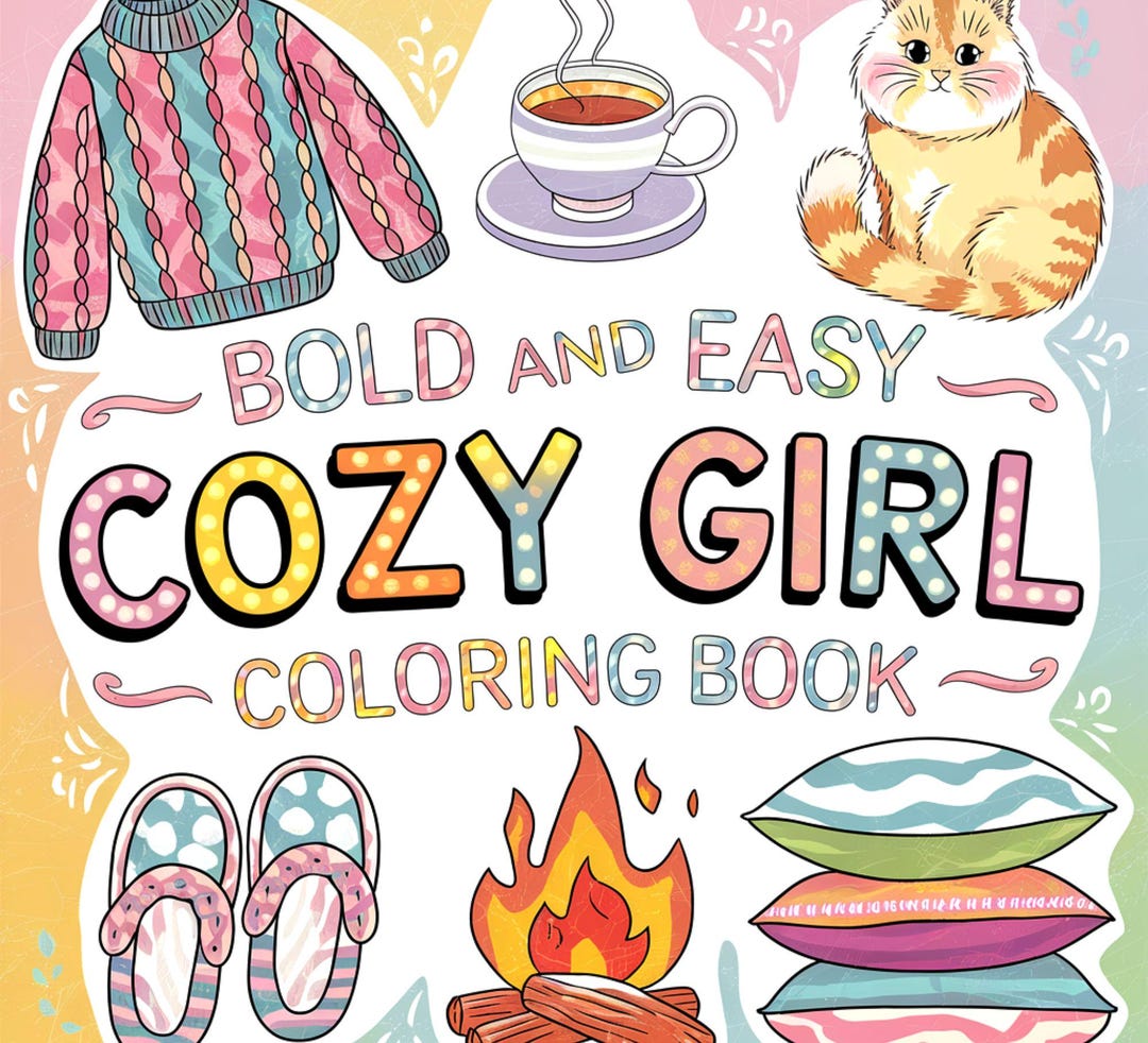 Bold Easy Cozy Girl Coloring Pages I Cozy Daysi Cute Simple Adorable ...