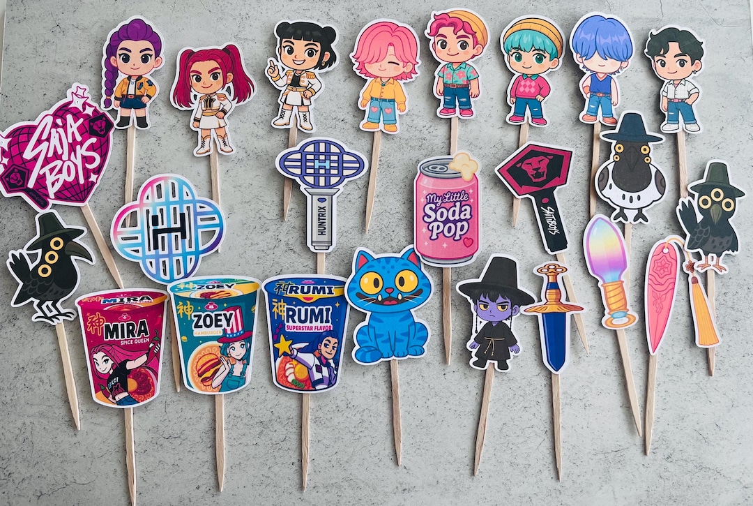 K-pop Demon Hunters Party Decorations Cupcake Toppers, Huntrix Cupcake ...