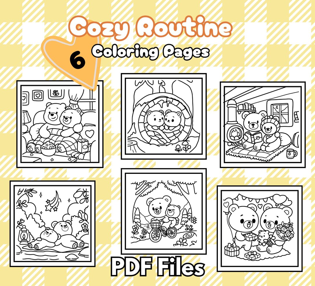 Cozy Routine Coloring Pages | Bold and Easy Coloring Book,bearroutine ...