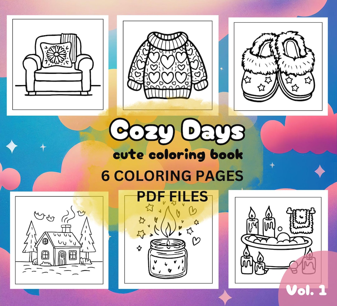 Cozy Days I Bold Easy Cozy Girl Coloring Pages I Cute Simple Adorable ...