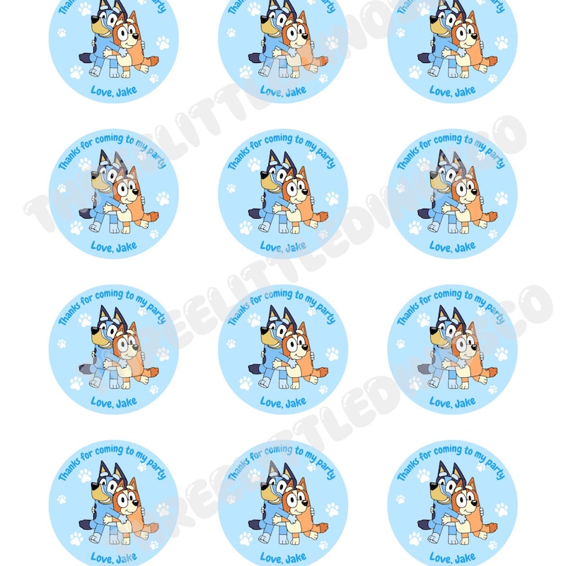Bluey Girl Thank You Stickers - Etsy