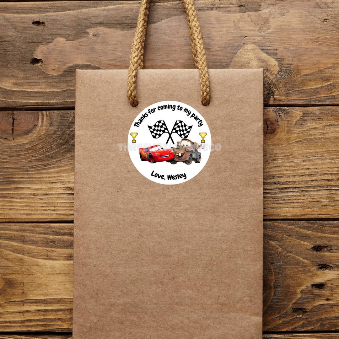 Cars Theme Birthday Sticker, Party Favor Sticker, Meter Sticker ...