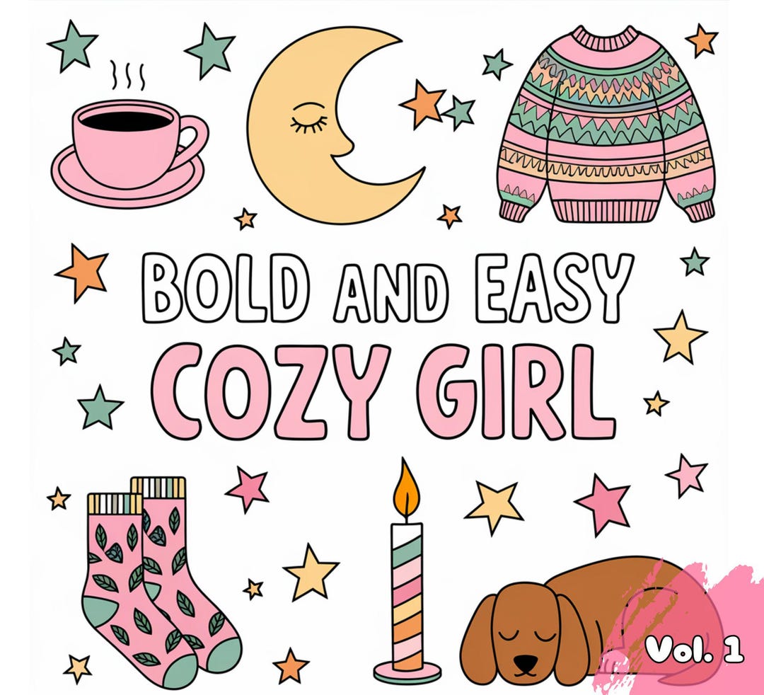 Bold Easy Cozy Girl Coloring Pages I Cozy Daysi Cute Simple Adorable ...