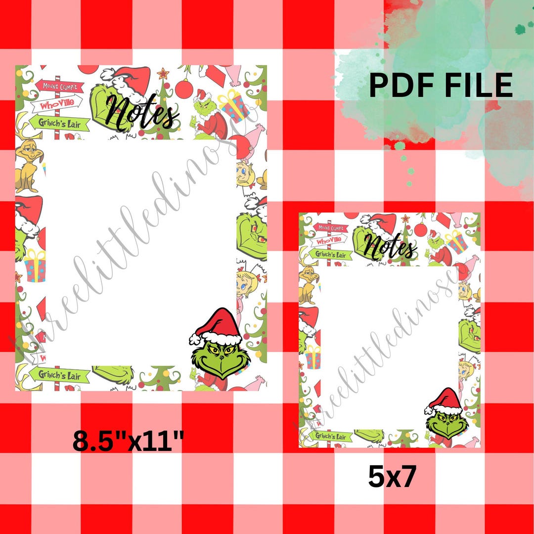 The Grinch Printable Notepad Christmas Note Pad I Digital Download PDF ...