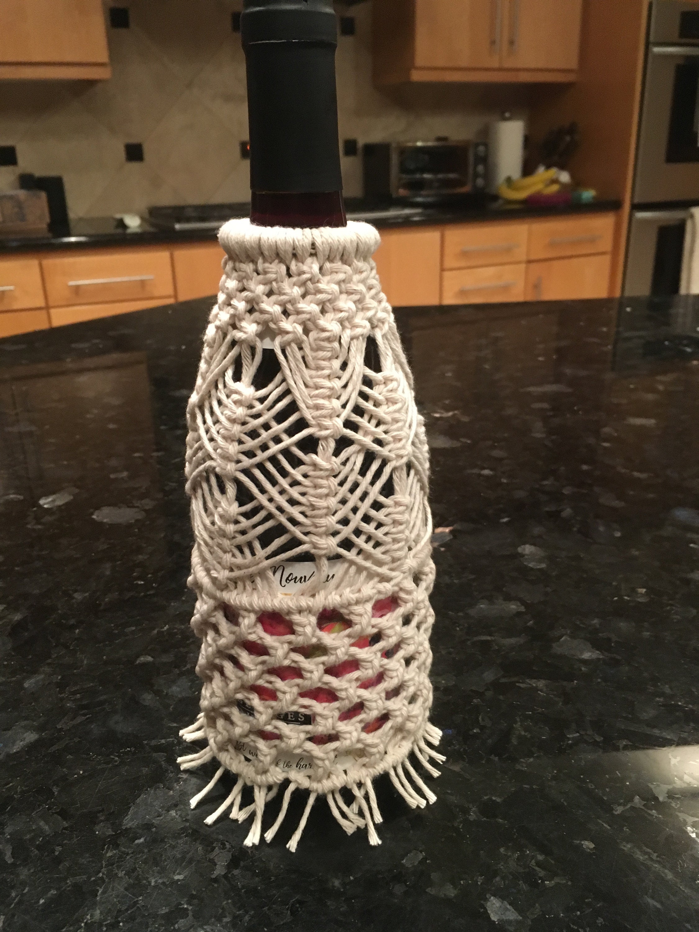 Decorative Macrame Wine Bottle Cover | Etsy