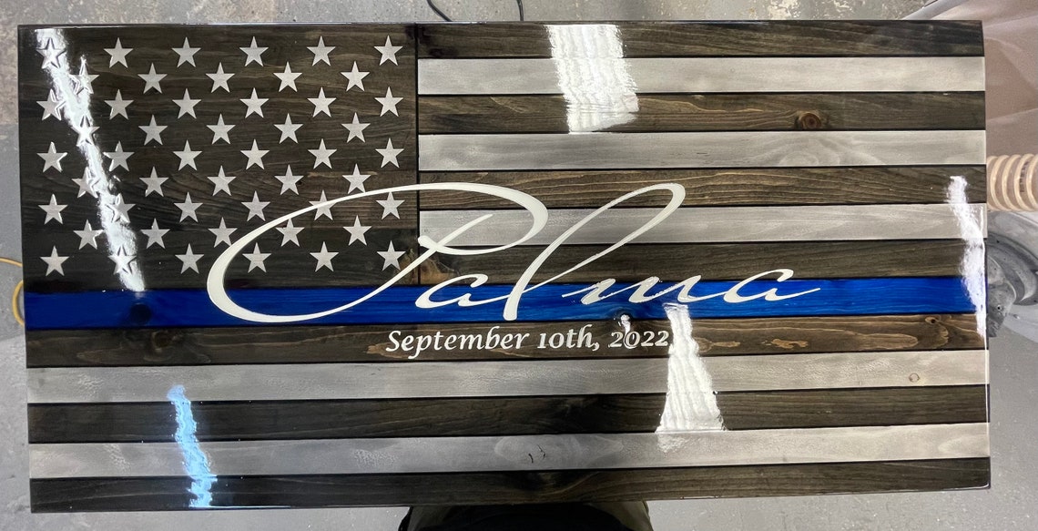 Subdued Wooden American Flag Thin Blue Line Red Line - Etsy