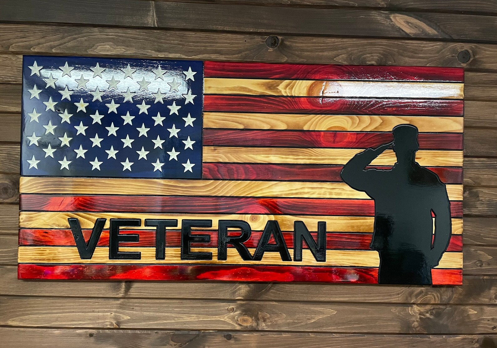 A proud Veteran Rustic American Flag Military Flag Wooden - Etsy