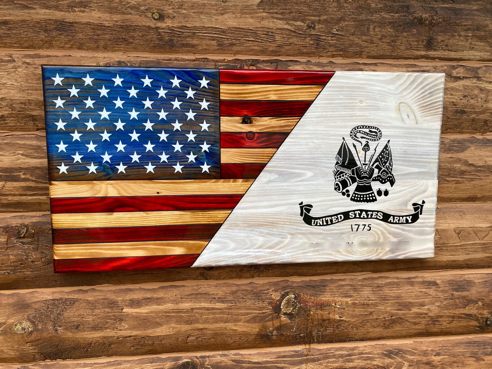 Custom Rustic American Dual Flags Split Rustic Flags - Etsy