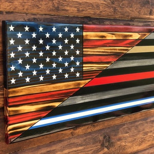 Custom Rustic American Dual Flags, Split Rustic Flags, Diagonal Cut ...