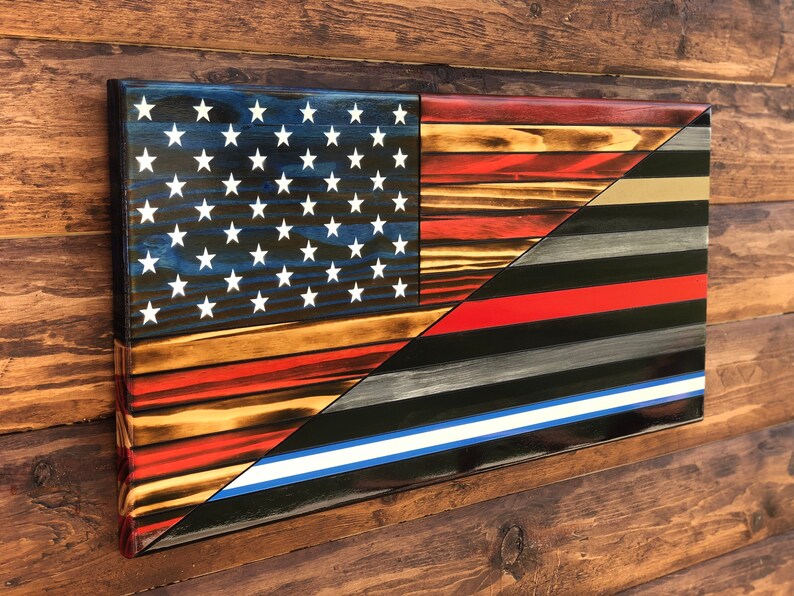 Custom Rustic American Dual Flags Split Rustic Flags | Etsy