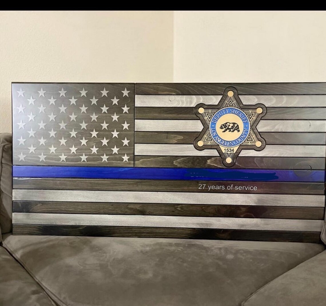 Subdued Wooden American Flag Thin Blue Line Red Line - Etsy