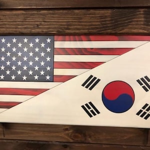 Custom Rustic American Dual Flag: Split Wood Heritage Decor - Etsy
