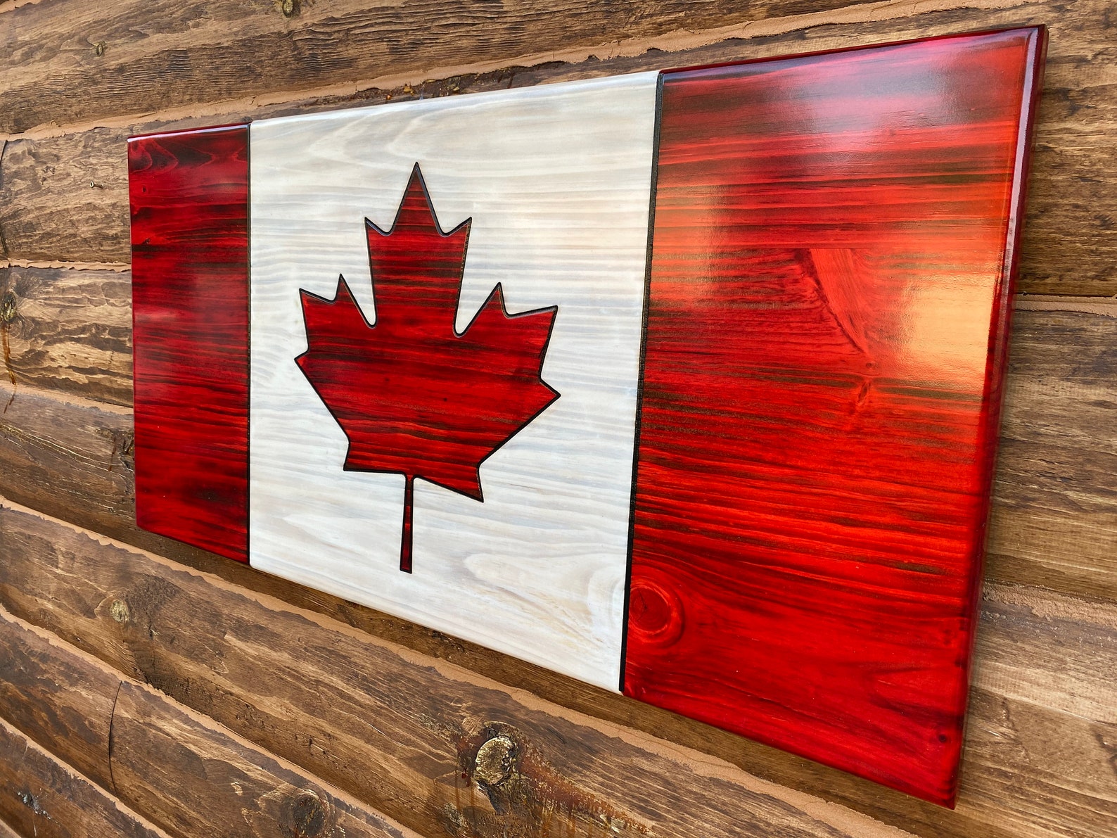 Canadian Rustic Flag Wall Decor, Home Decor, Canadian Leaf - Etsy