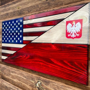Custom Rustic American Dual Flags, Split Rustic Flags, Diagonal Cut ...