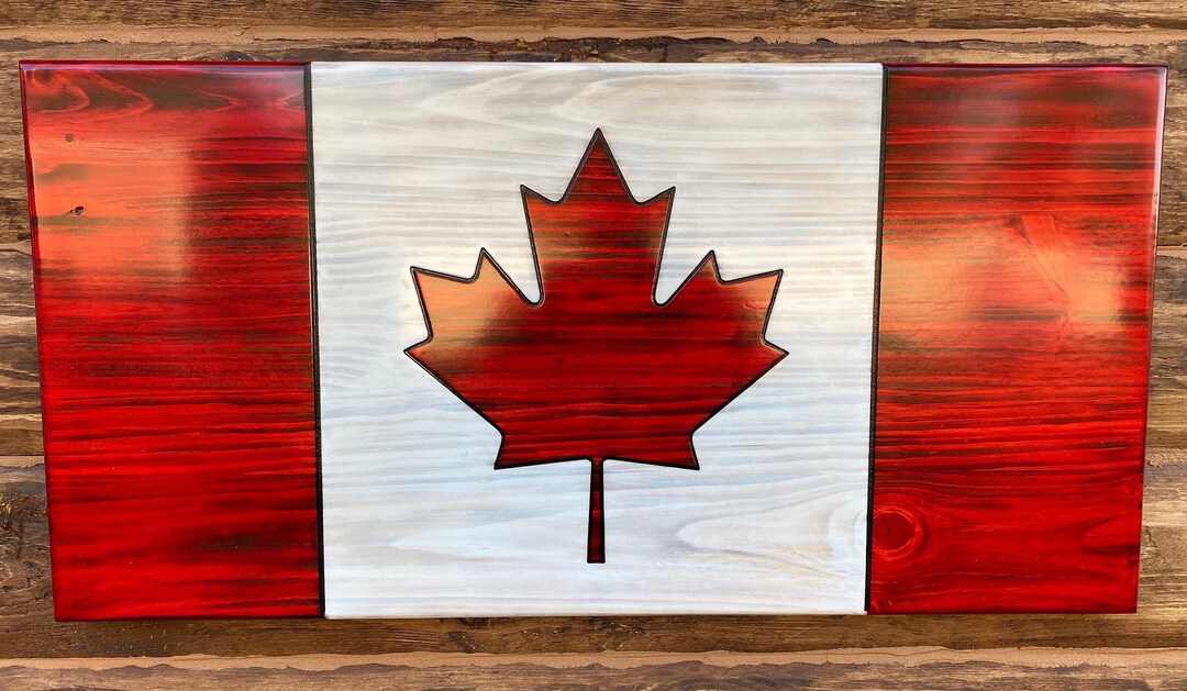 Canadian Rustic Flag Wall Decor, Home Decor, Canadian Leaf - Etsy