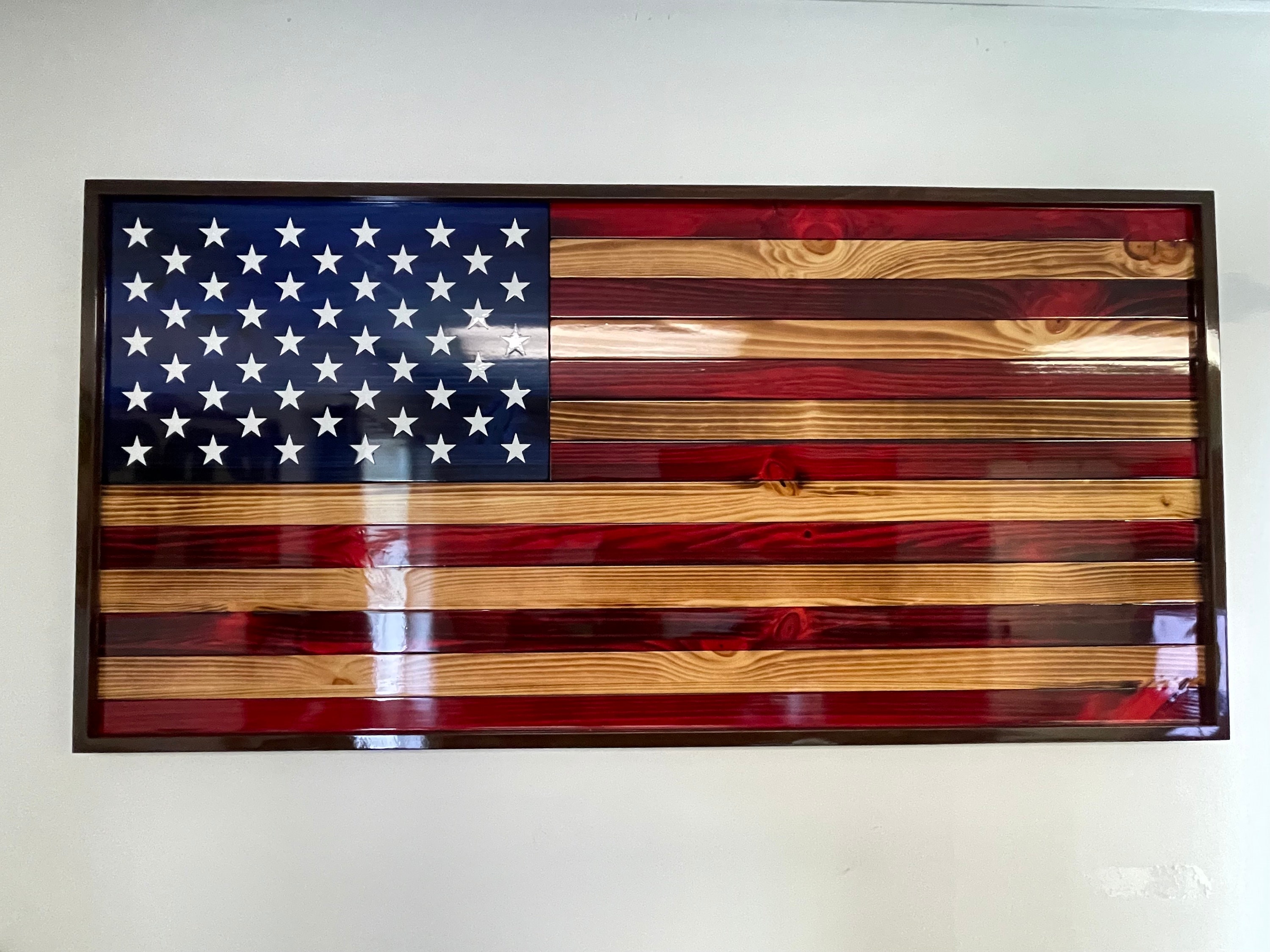 Framed Rustic Wooden American Flag, Patriotic Wall Art, American Wooden ...