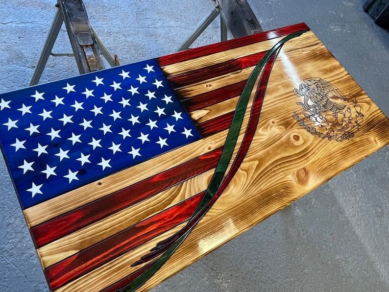 Custom Rustic American Dual Flags Split Rustic Flags | Etsy