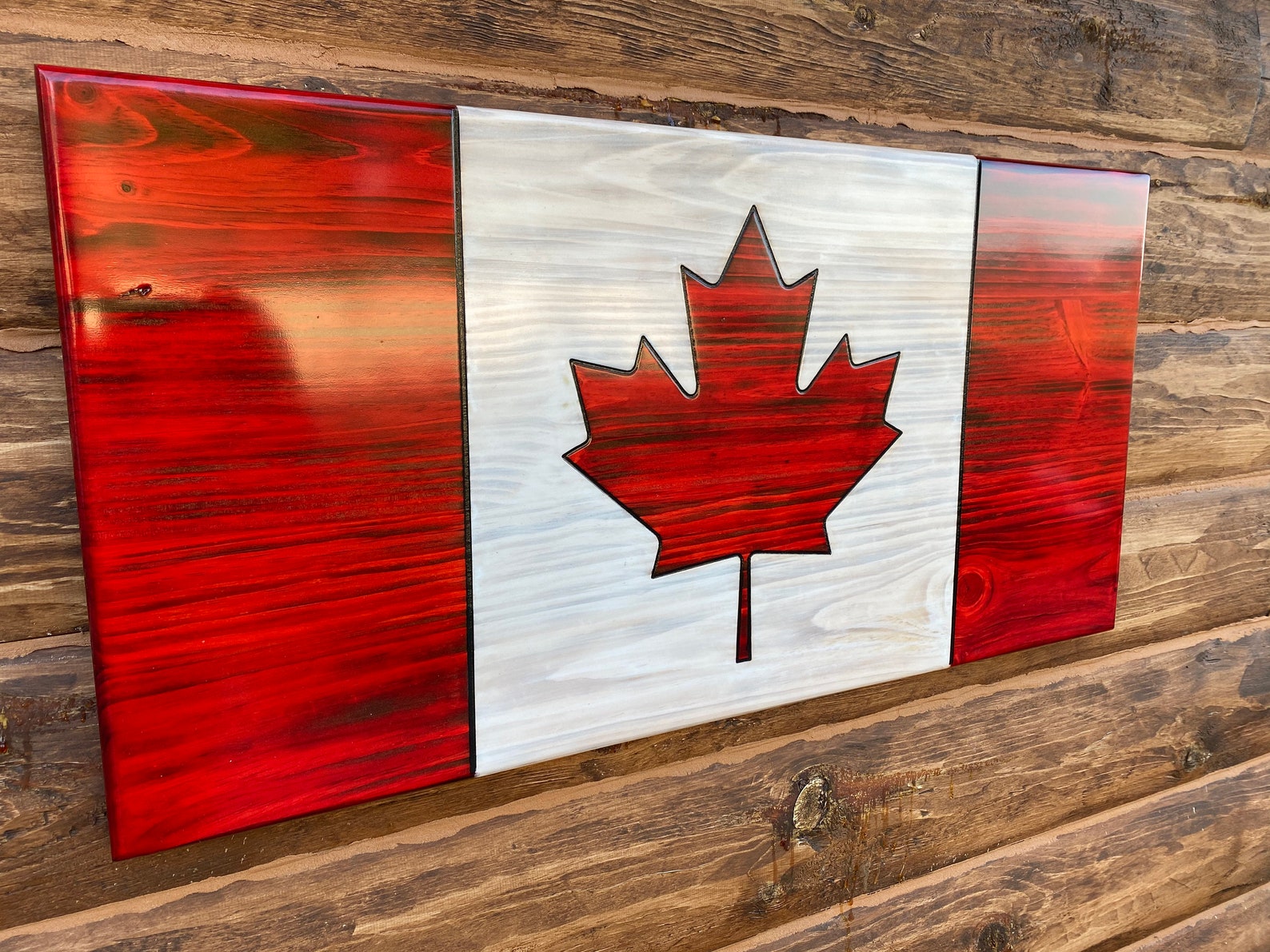 Canadian Rustic Flag Wall Decor, Home Decor, Canadian Leaf - Etsy
