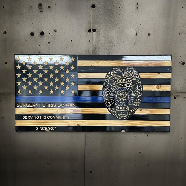 Wooden Thin Blue Line Flag - Etsy