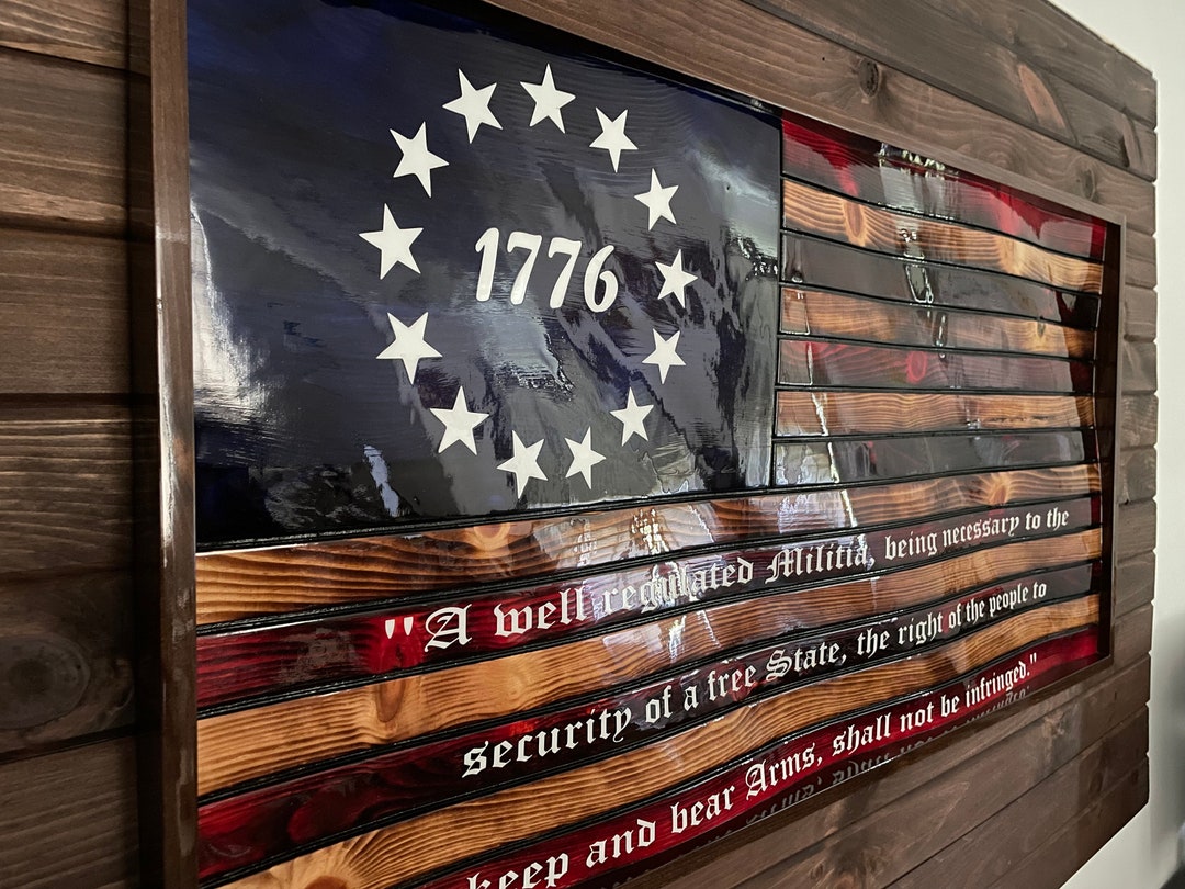 3D Wavy Betsy Ross American Flag: 1776, 2nd Amendment Wall Art, Wooden ...