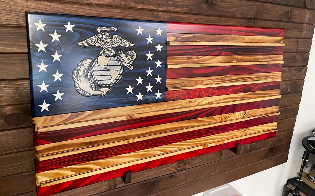 EGA Challenge Coin Display: Wooden American Flag, Military Gift - Etsy