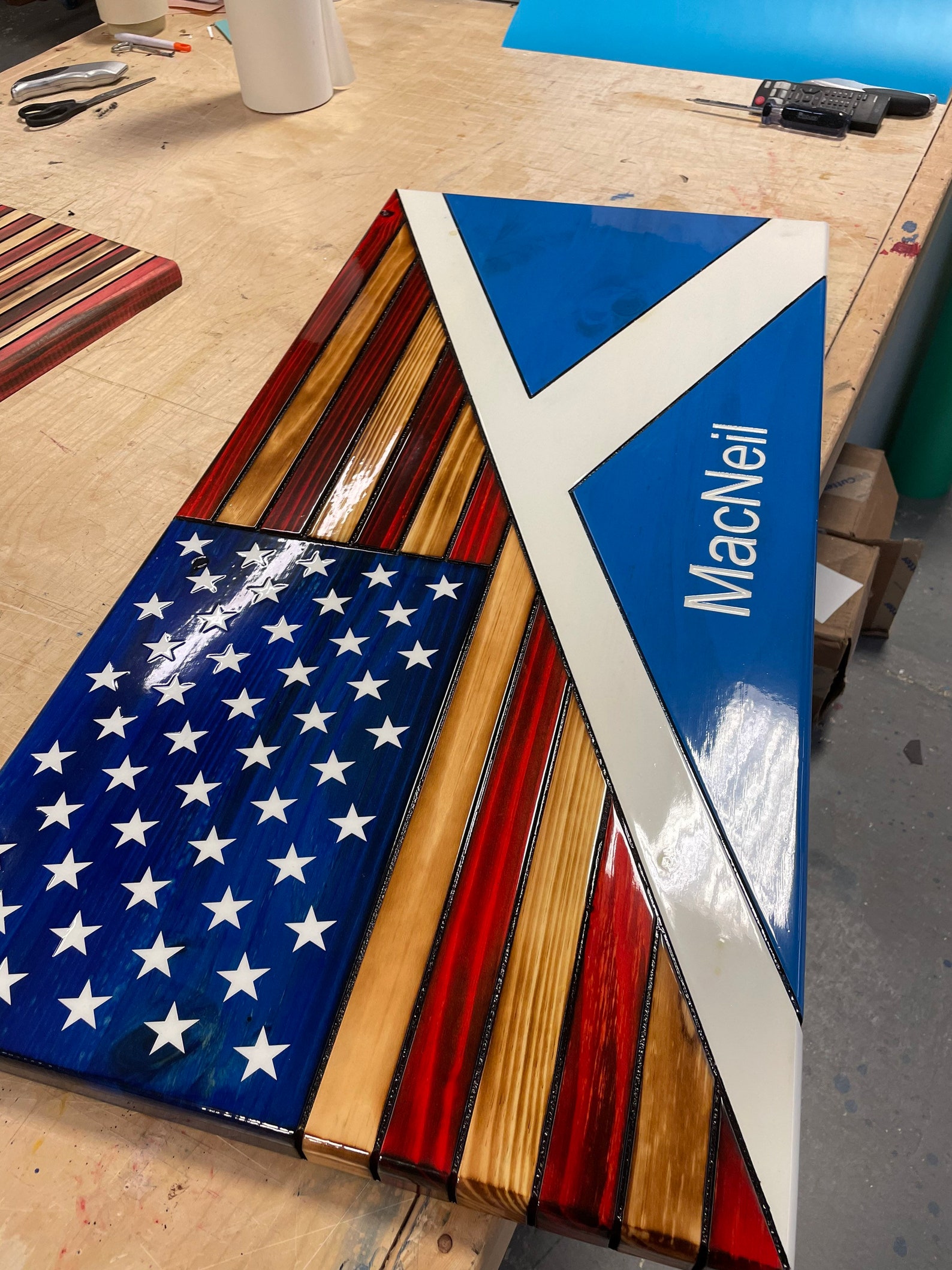 Custom Rustic American Dual Flags Split Rustic Flags | Etsy