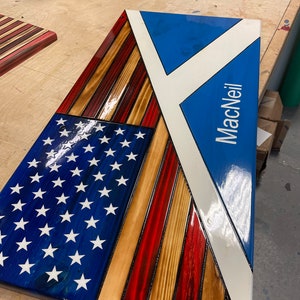 Custom Rustic American Dual Flags, Split Rustic Flags, Diagonal Cut ...