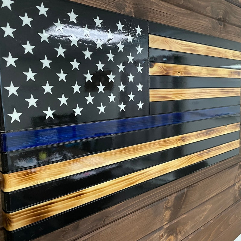 Wooden Thin Blue Line Flag - Etsy
