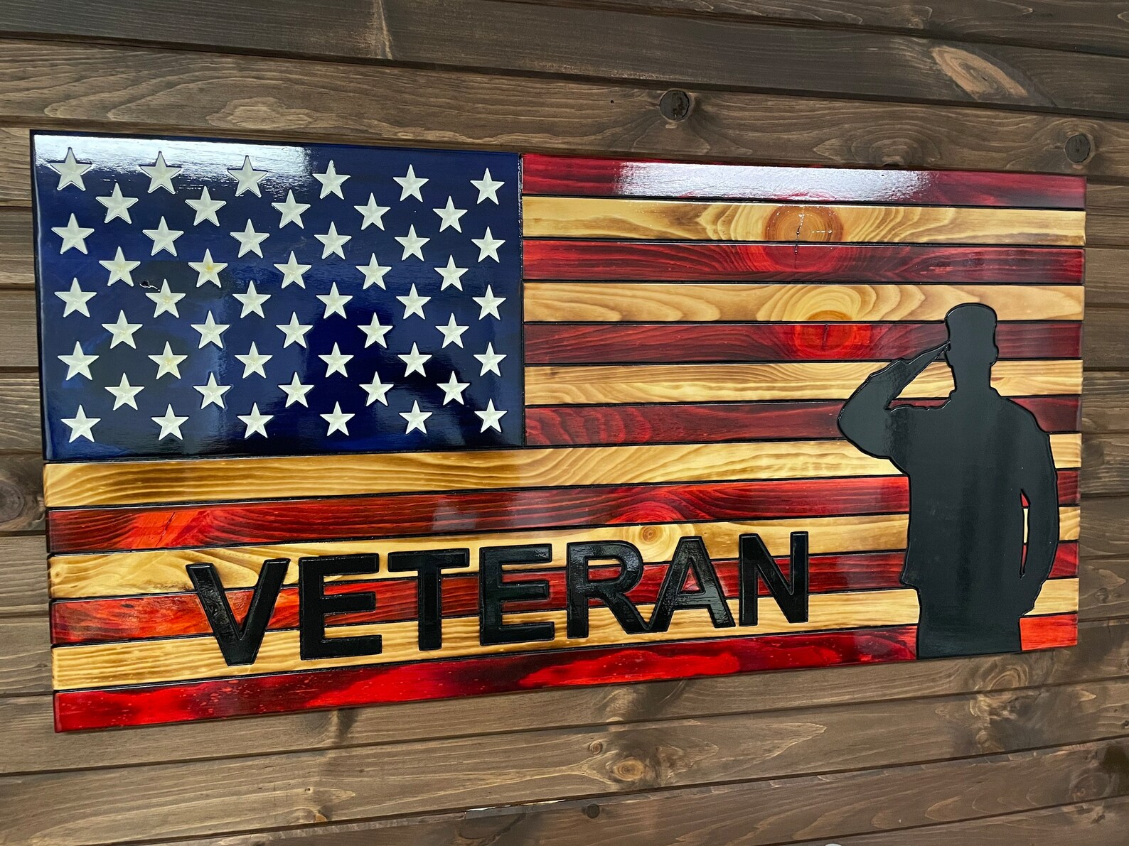 A proud Veteran Rustic American Flag Military Flag Wooden - Etsy
