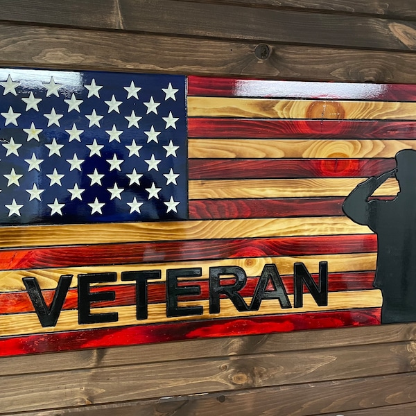 Wooden Veteran American Flag - Etsy