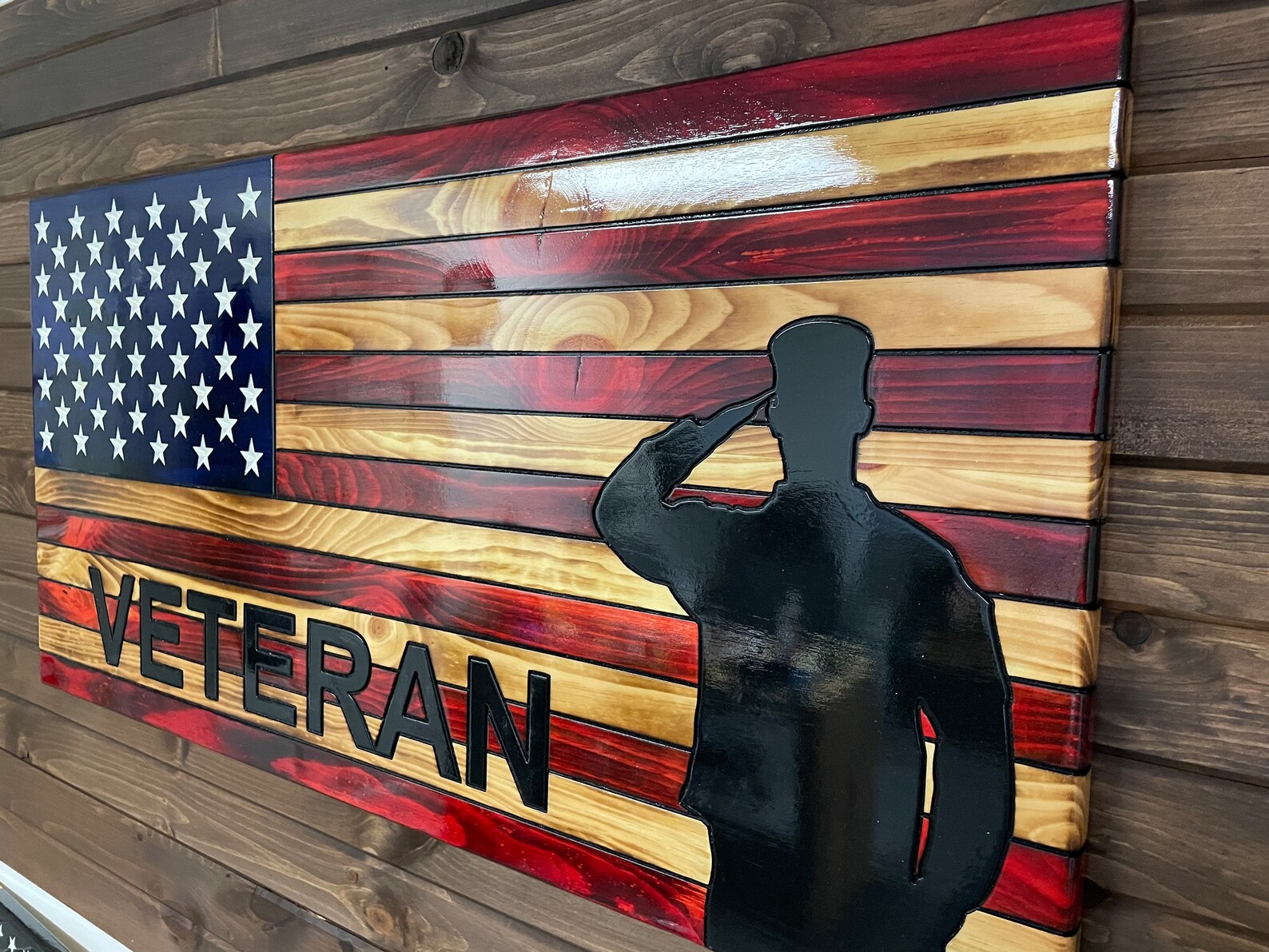 A proud Veteran Rustic American Flag Military Flag Wooden - Etsy