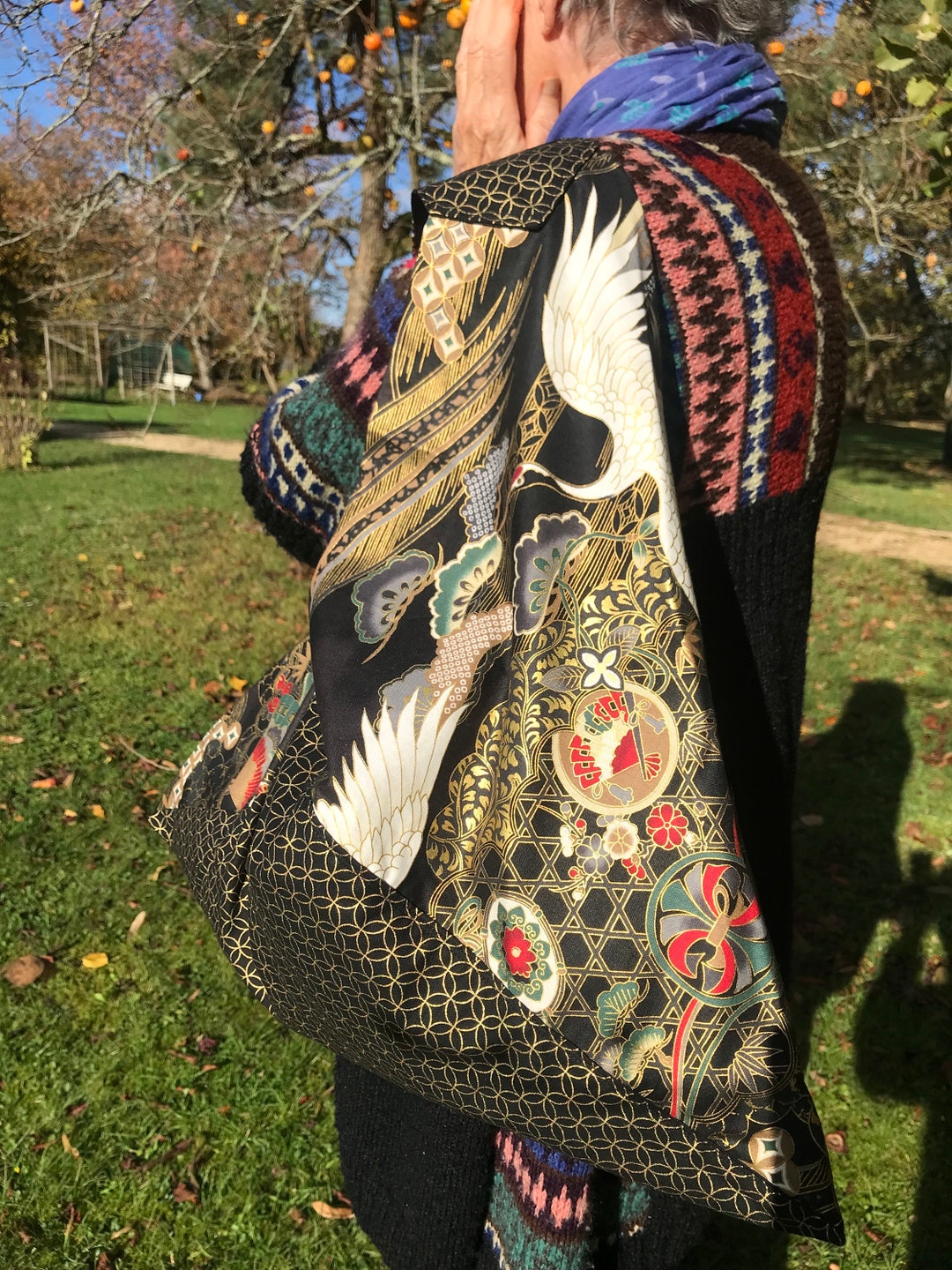 Azuma Bag Origami Bag Tote Bag in Japanese Fabric Shippo - Etsy