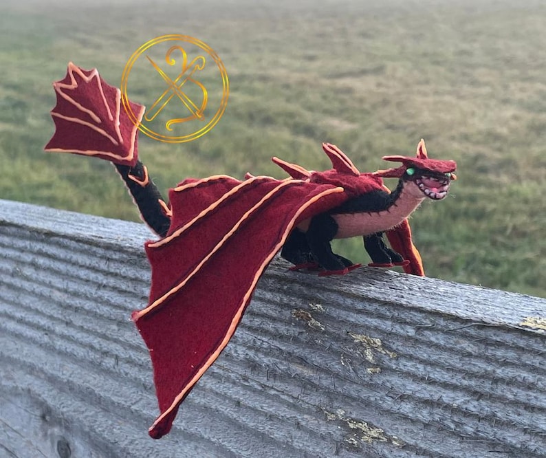 Felt Dragon Art Doll Style #2, Posable, Gift, Plushy, Glow in the Dark ...